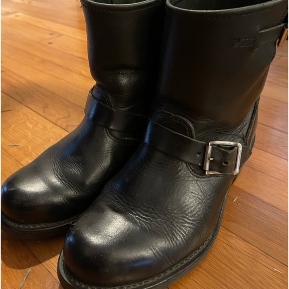 Frye | Shoes | Frye Genuine Motorcycle Boots 9 Black Leather Combat ...